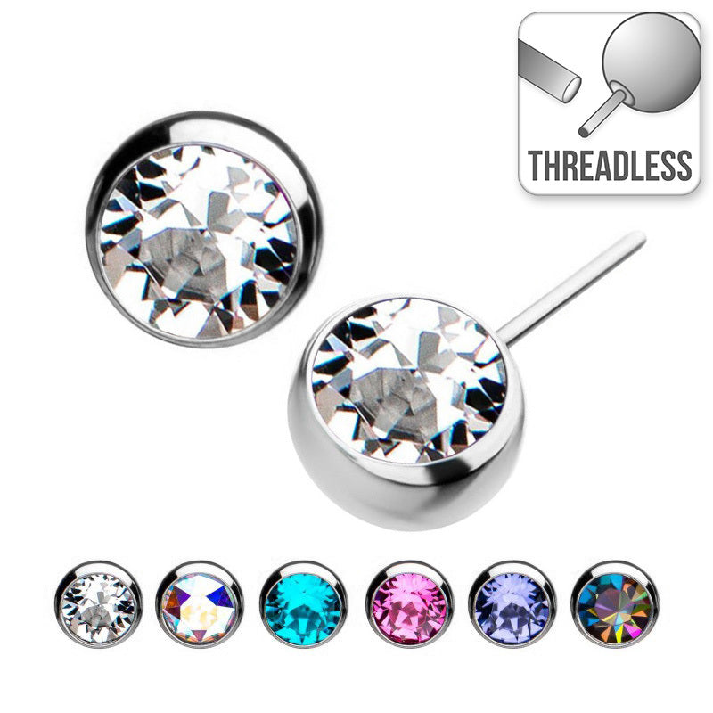 Threadless Titanium Side Facing Bezel Set Gem – PierceOff Australia