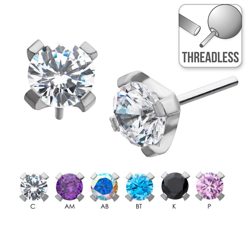 Threadless Titanium Prong Set Gem – PierceOff Australia